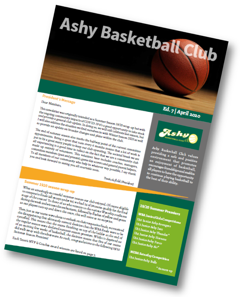 April 20 Newsletter out now! – Ashy Lightning Basketball Club